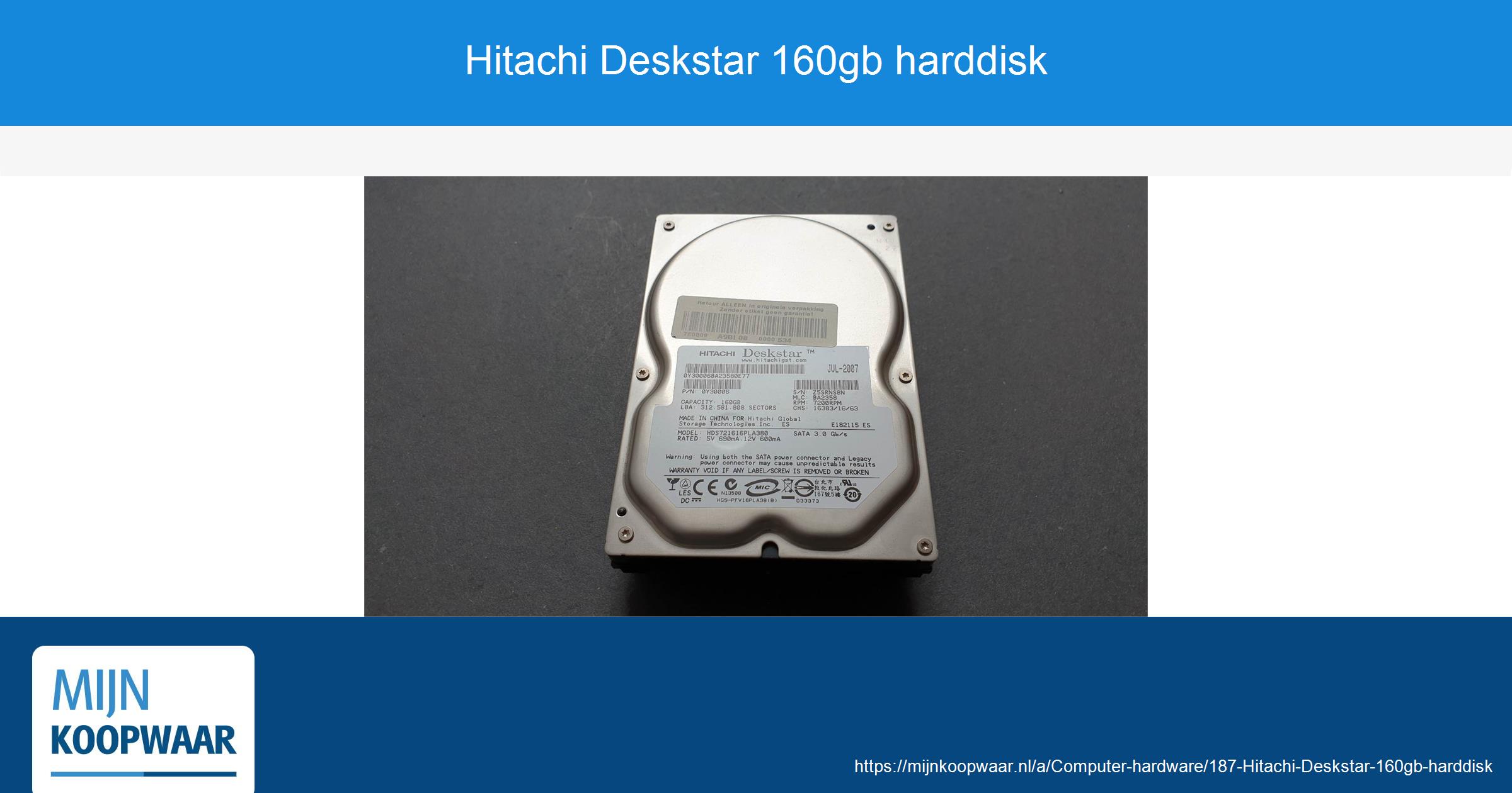 Hitachi Deskstar 160gb harddisk - MijnKoopwaar.nl